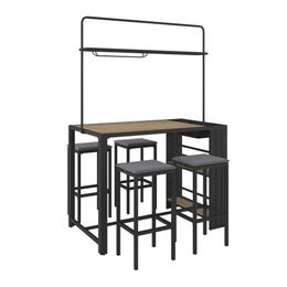 Ambia Garden Gartenbarset, Grau, Dunkelgrau, Teak, Holz, Metall, 5-teilig, Eukalyptusholz, Hartholz, F&uuml;llung: Komfortschaum, Gartenm&ouml;bel, Gartenm&ouml;bel-Sets