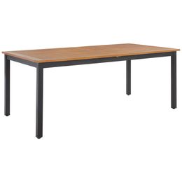 Ambia Garden Gartentisch MIT Auszug, Schwarz, Teak, Holz, Metall, Eukalyptusholz, vollmassiv, rechteckig, eckig, 100x75x180-240 cm, ausziehbar, Gartenm&ouml;bel, Gartentische, Gartentische ausziehbar