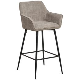 Mid.you Barhocker, Schwarz, Taupe, Holz, Metall, Textil, Pappel, Sperrholz, Rundrohr, 57x105x57 cm, Bsci, inklusive Armlehnen, Esszimmer, Barm&ouml;bel, Barhocker