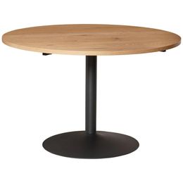 Mid.you Esstisch, Schwarz, Eiche, Metall, Holzwerkstoff, rund, S&auml;ule, rund, Bodenplatte, 120x76x120 cm, Bsci, Esszimmer, Tische, Esstische, Esstische rund