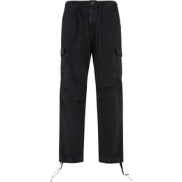 2Y STUDIOS Herren Stoffhose "2Y Studios Alan Cargo Jeans"washed schwarz, Gr. 33, unifarben, 100% Baumwolle, Hosen