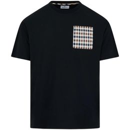 Aquascutum Active Raglan Check Pocket Schwarzes T-shirt