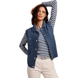 CREATION L PREMIUM Damen Strickweste aus Wolle rauchblau-meliert Gr&ouml;&szlig;e 36