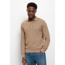 OLYMP Herren Langarm-Poloshirt "OLYMP Casual Strick, Polo langarm"nougat, Gr. L, 100% Baumwolle, Shirts