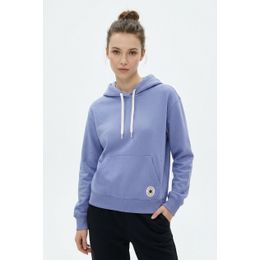 Converse Damen Kapuzensweatshirt "CHUCK PATCH HOODIE", lila, Gr. M, Obermaterial: 80% Baumwolle, 20% Polyester, Sweatshirts, mit Kapuze, Langarm, aus