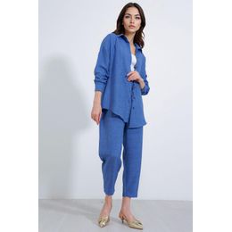 Leinenmix Langarmhemd und Hose Set