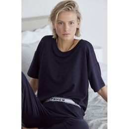 Copenhagen Studios T-Shirt blau Gr. 36/38 f&uuml;r Damen. Rundhals und Print. Loose Fit. Nachhaltig.