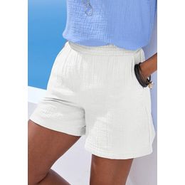 BEACHTIME BY LASCANA Webshorts 'aus sommerlicher Musselinware' wei&szlig; Gr. 36 f&uuml;r Damen. Figurumspielend. Nachhaltig.