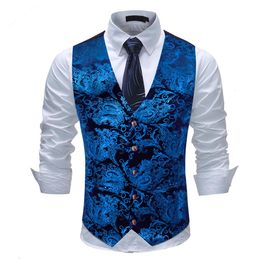 Allthemen Einreihige Slim Fit Weste mit Print Blau