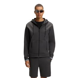 BOSS - Hoodie mit durchgehendem Rei&szlig;verschluss f&uuml;r Herren, Sport, Stretch (Dunkelgrau)