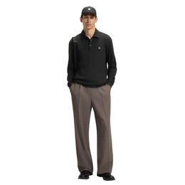 Hugo - Poloshirt f&uuml;r Herren, Mit Kragen, Lang&auml;rmlig (Schwarz)