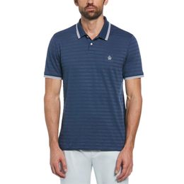 Original Penguin - Poloshirt f&uuml;r Herren, Mit kontrastfarbenen Streifen, Regul&auml;r (Meeresblau)