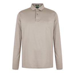 BOSS - "Pirol" Poloshirt f&uuml;r Herren, Lang&auml;rmlig (Braungrau)