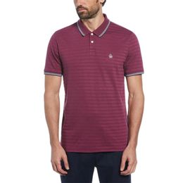 Original Penguin - Poloshirt f&uuml;r Herren, Mit kontrastfarbenen Streifen, Regul&auml;r (Amarant)