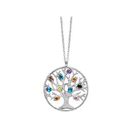 JULIE JULSEN Anh&auml;nger mit Kette 925 Silber rhodiniert Lebensbaum Zirkonia bunt