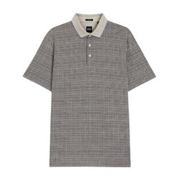 BOSS - "H-Parris 102" Poloshirt f&uuml;r Herren, Mercerisierte Baumwolle (Grau/Wei&szlig;)