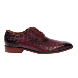 Giorgio - Krokodil Oxford-Schuhe f&uuml;r Herren, Vollnarbenleder (Weinrot)
