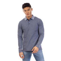 Peter Werth - "Needham" Poloshirt f&uuml;r Herren, Mit Kragen, Lang&auml;rmlig (Marine/Wei&szlig;)