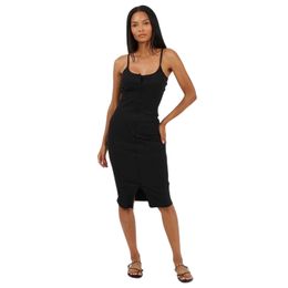Brave Soul - Midikleid f&uuml;r Damen, Spaghetti-Tr&auml;ger, Extra-Schlank, &Auml;rmellos (Schwarz)