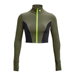 Under Armour - "Project Rock" Jacke f&uuml;r Damen, kurz geschnitten, Fitnessstudio (Gr&uuml;n/Schwarz)