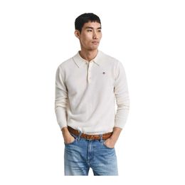 Gant - Poloshirt f&uuml;r Herren, Schafwolle, Lang&auml;rmlig (Cremefarbe)