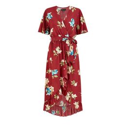 Mela London - Wickelkleid f&uuml;r Damen, V-Ausschnitt (Rot)