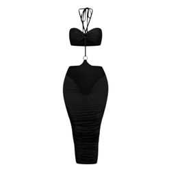Honeyz - Bodycon Kleid f&uuml;r Damen, Neckholder, Netzmaterial (Schwarz)