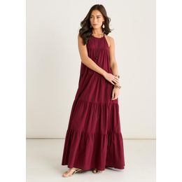 Maxi-Trapezkleid mit Stufenrock und Neckholder von Mulberry