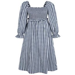 Miso - Midikleid f&uuml;r Damen, Lang&auml;rmlig (Marine/Wei&szlig;)