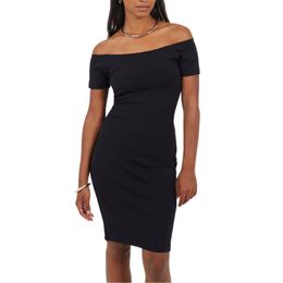 Brave Soul - Bodycon Kleid f&uuml;r Damen, Schulterfrei, kurz&auml;rmlig (Schwarz)