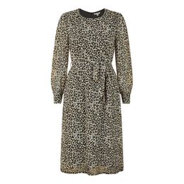 YUMI - Kleid mit ausgestelltem Rock f&uuml;r Damen, Rundhalsausschnitt (Braun/Schwarz)