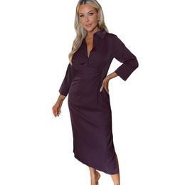AX Paris - Midi Hemd Kleid f&uuml;r Damen (Pflaume)