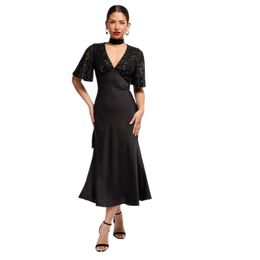 Little Mistress - Maxikleid f&uuml;r Damen, V-Ausschnitt (Schwarz)