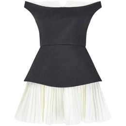 Odd Muse - "Exclusive No.1" Minikleid f&uuml;r Damen, Schulterfrei (Schwarz/Wei&szlig;)