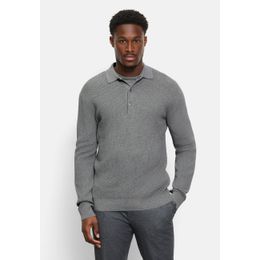 OLYMP Herren Langarm-Poloshirt "OLYMP Casual Strick, Polo langarm"grau, Gr. S, 89% Baumwolle, 11% Polyamid, Shirts