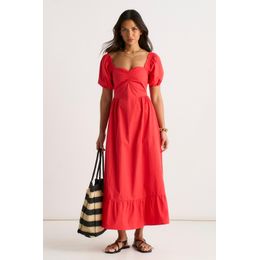 Rotes Zigeunerkleid mit Puff&auml;rmeln und Midaxi-Kleid