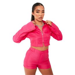 Missy Empire - Jacke f&uuml;r Damen, Mit vorderem Rei&szlig;verschluss, Ma&szlig;geschneidert, Glocken&auml;rmel (Pink)