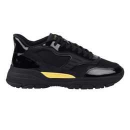 Lavair - "Pacific 2.0" Sneaker f&uuml;r Herren, Nappaleder, Grob flach (Schwarz/Gelb)