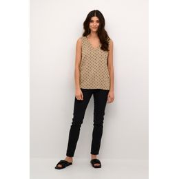 Kaffe &Auml;rmellose Bluse Regular fit Chinchilla/Black Dot Print beige
