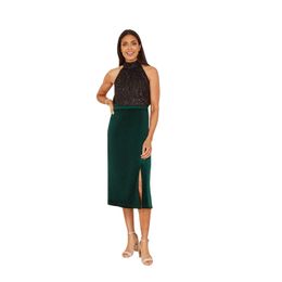YUMI - Midirock f&uuml;r Damen, Samt (Gr&uuml;n)