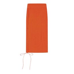 Off-White Off White - Midirock f&uuml;r Damen, Seitlich gebunden, Jerseyware, Schmal (Korallrot)