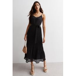 Schwarzes Cami Top plissiertes Midikleid