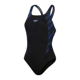 Speedo - "Hyper Boom" Badeanzug f&uuml;r Damen, Halboffener R&uuml;cken (Schwarz/Blau)
