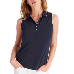 Calvin Klein - "Green Lamb Nadia" Poloshirt f&uuml;r Damen, &Auml;rmellos (Marine)