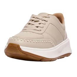 fitflop - geh&auml;kelt Sneaker f&uuml;r Damen, Leder, flach geformter Absatz (Beige)