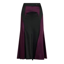 Off-White Off White - Midirock f&uuml;r Damen, Satin, Regul&auml;r (Schwarz/Burgunderrot)