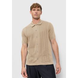 OLYMP Herren Poloshirt "OLYMP Casual Strick, Polo"beige, Gr. XXL, 55% Baumwolle, 45% Polyester, Shirts