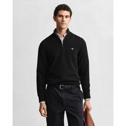 Gant Herren Troyer "CASUAL COTTON HALF ZIP"schwarz, Gr. XXXL, Obermaterial: 100% Baumwolle, Pullover, mit grafischer Logostickerei auf der Brust