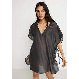 LSCN BY LASCANA Damen Chiffontunikaanthrazit, Gr. M, unifarben, Chiffon, Obermaterial: 100% Polyester, Tuniken, seitlich zum Knoten, transparente