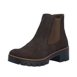 Rieker Damen Chelseaboots, Gr. 42, braun, Lederimitat, aufgeraut, unifarben, Basic, Schuhe, Stiefelette, Schlupfboots mit Profilsohle